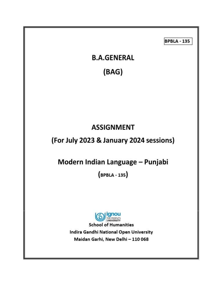 BPBLA-135 Assignment July 2023 & Jan 2024 | PDF | Question | Cognitive ...