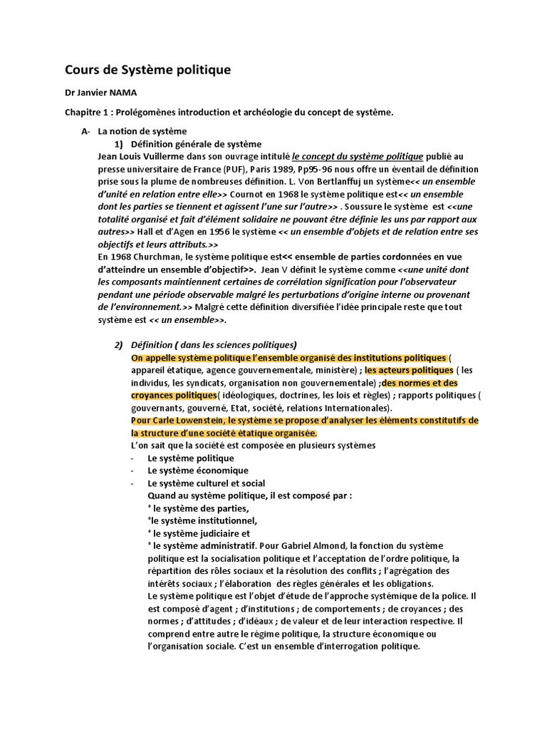 Introduction au Système Politique | PDF | État | Loi