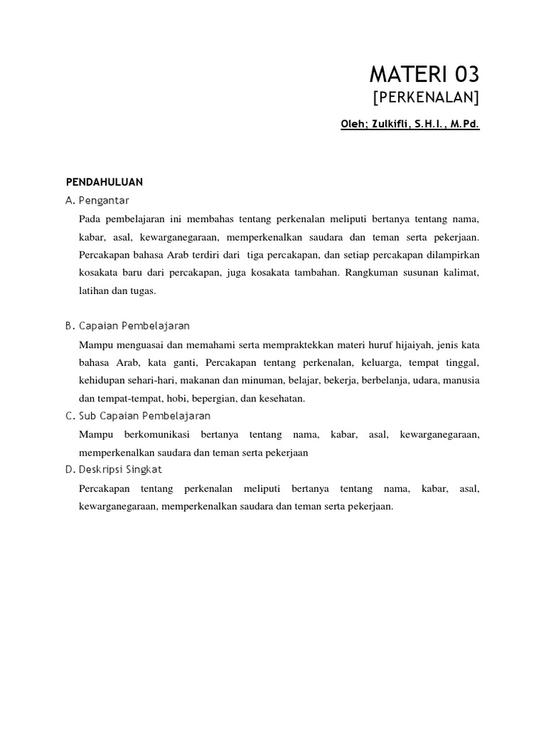 Materi 03 Perkenalan | PDF