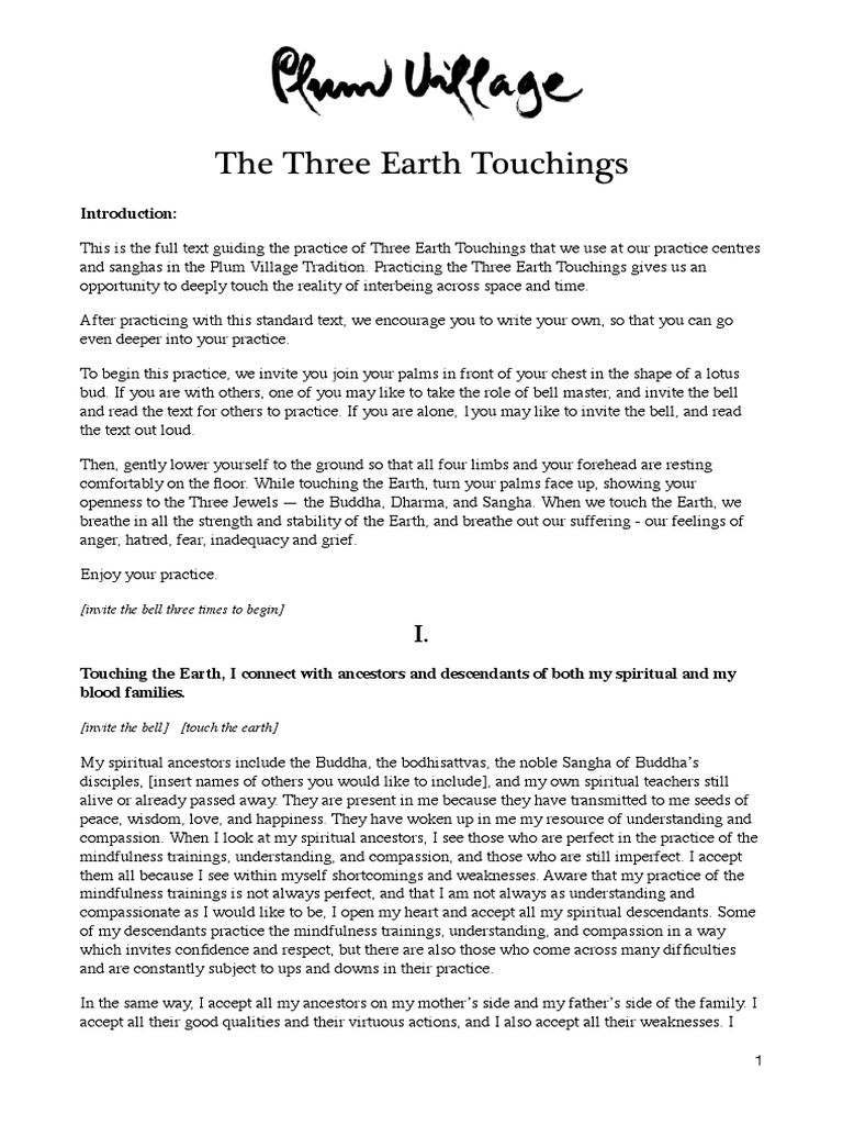 The Three Earth Touchings PDF | PDF | Compassion | Mindfulness