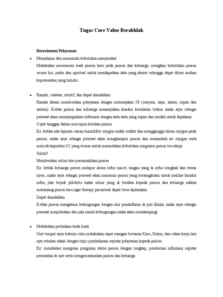 Tugas Core Value Berakhlak | PDF
