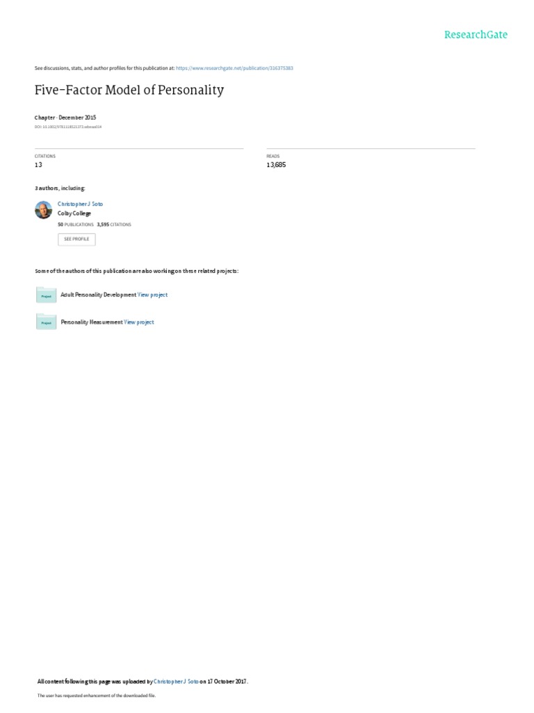 Soto - Five Factor Model | PDF | Extraversion And Introversion | Cognitive Science