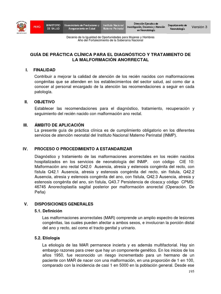 Guía Clínica: Malformación Anorrectal | PDF | Medicina | Especialidades ...