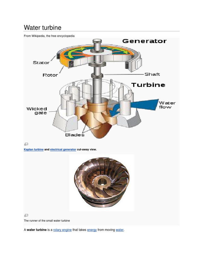Water Turbine: From Wikipedia, The Free Encyclopedia | PDF | Turbine ...