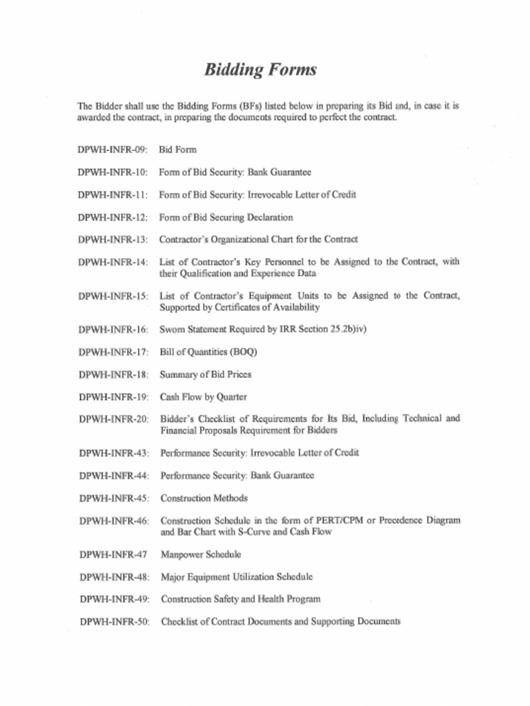 20DE0173 Bidding Forms (Part 1) | PDF