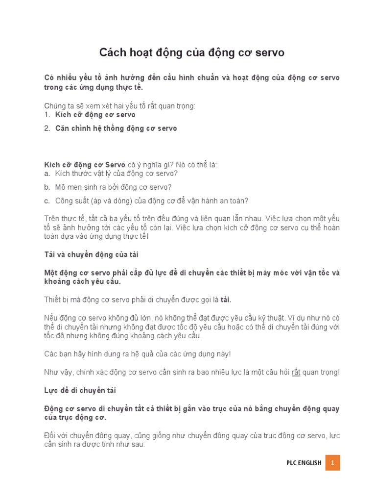 Cách Ho T Đ NG C A Đ NG Cơ Servo | PDF