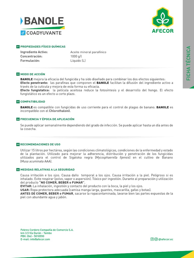 Banole Ficha Tecnica | PDF