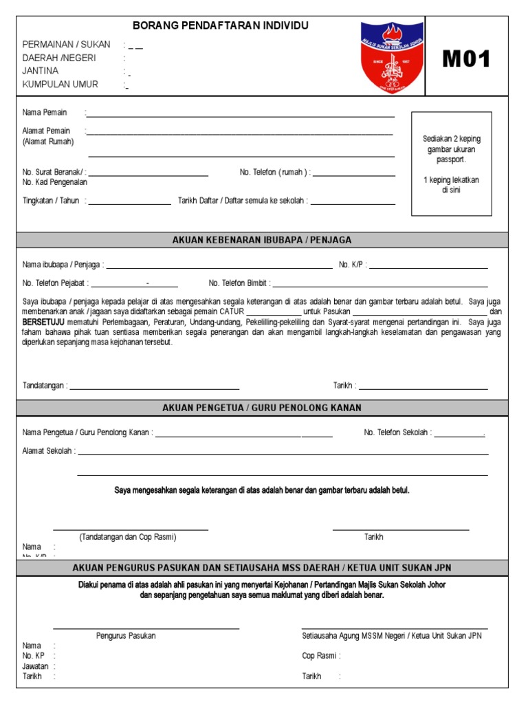 Borang MSSD M01 - 1 | PDF