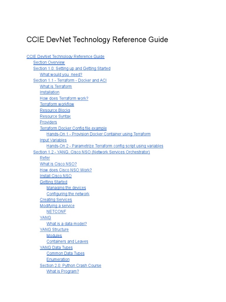 CCIE DevNet Reference Guide v1.3 | PDF | Integer (Computer Science) | Data Type