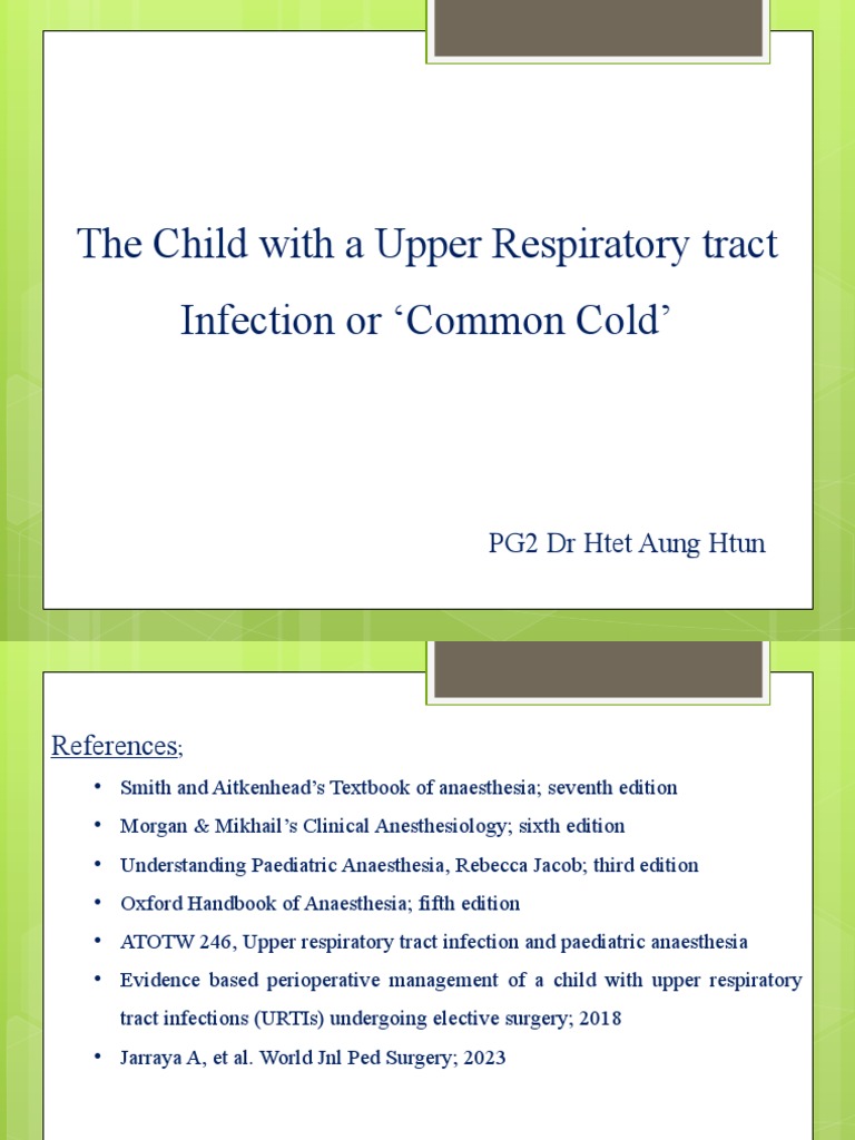 Pediatric URTI and Anesthesia Guide | PDF | Anesthesia | Physiology