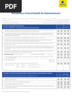 Declaration of Good Health Form | PDF | Life Insurance | Insurance