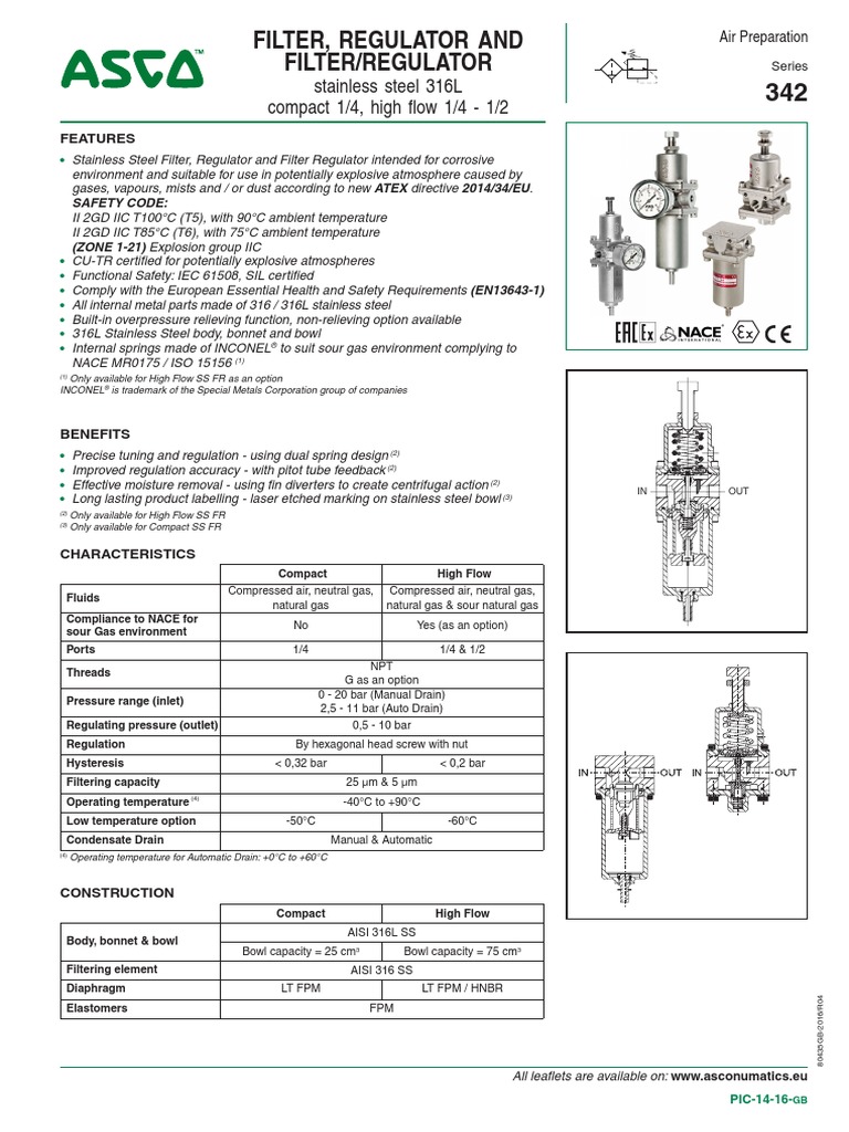 Numatics Series 342 | PDF | Filtration | Stainless Steel