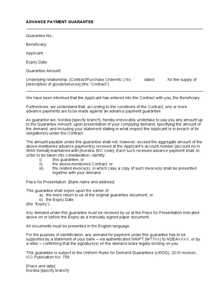 Advance Payment Guarantee Overview | PDF | Guarantee | Common Law