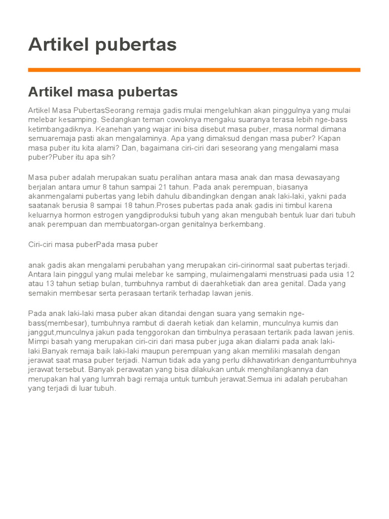 Artikel Masa Pubertas | PDF