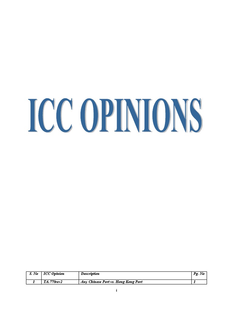 ICC Opinions - Compiled Document | PDF | Bill Of Lading | Letter Of Credit