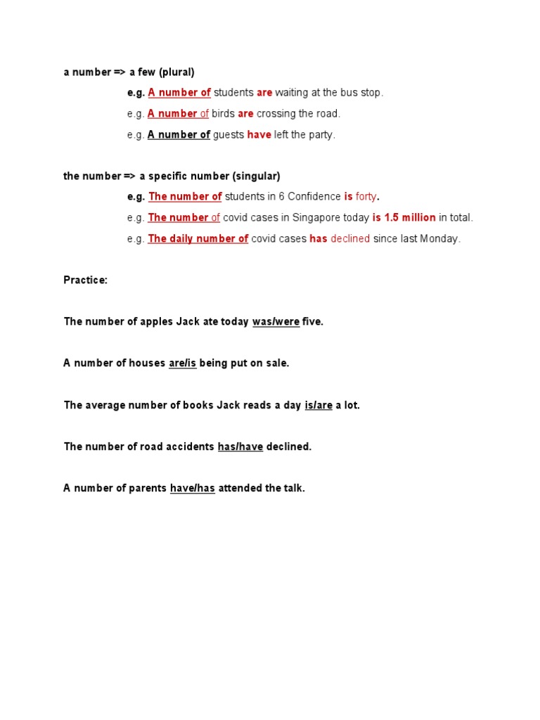 A Number Vs The Number | PDF | Language Arts & Discipline | Foreign ...