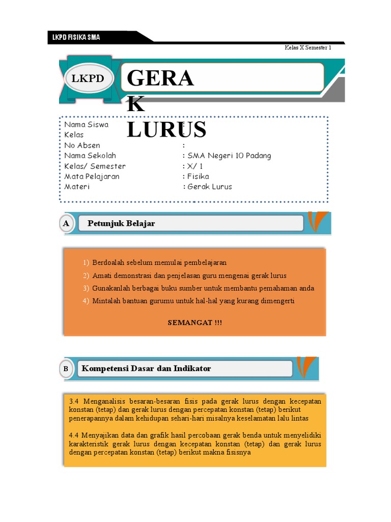 LKPD Gerak Lurus | PDF