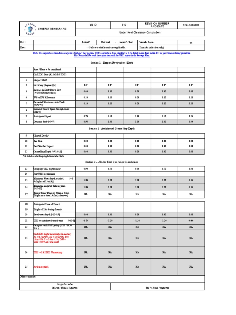 UKC Calculations | PDF | Tide | Physical Geography