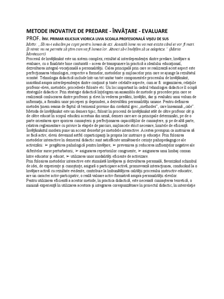 Metode Inovative de Predare | PDF