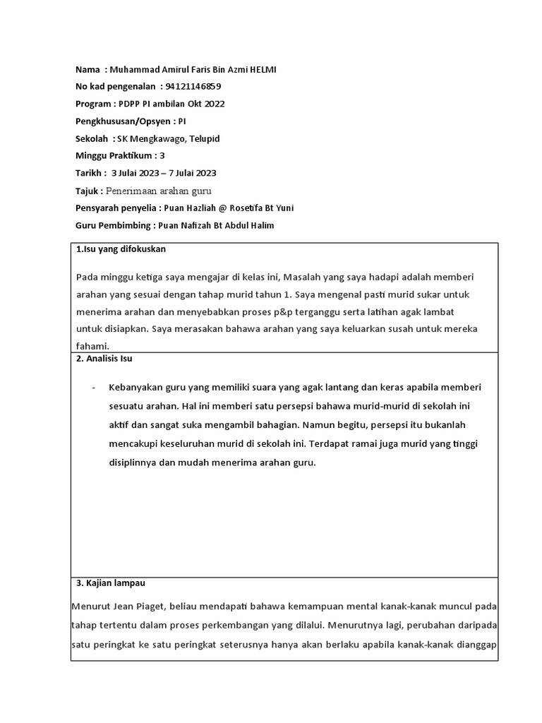Jurnal M3 (Penerimaan Arahan) | PDF