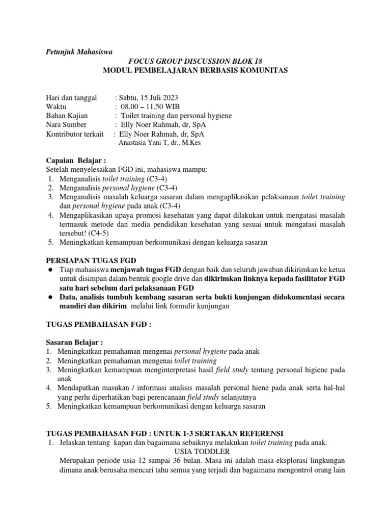 Panduan FGD Mahasiswa Blok 18 | PDF