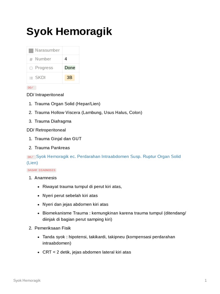 DK 4 Syok Hemoragik | PDF