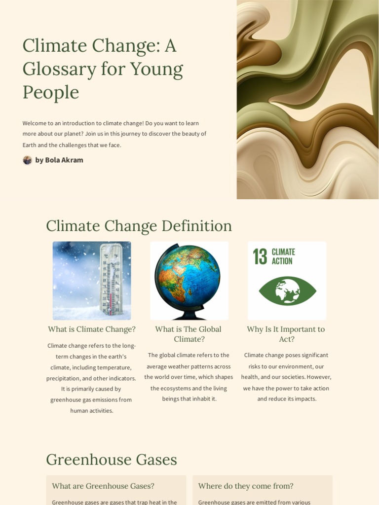 Climate Change A Glossary For Young People | PDF | Climate Change | Greenhouse Effect