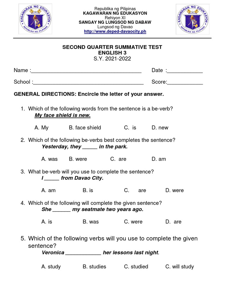 English 3 q2 Summative Test | PDF | Language Families | Languages