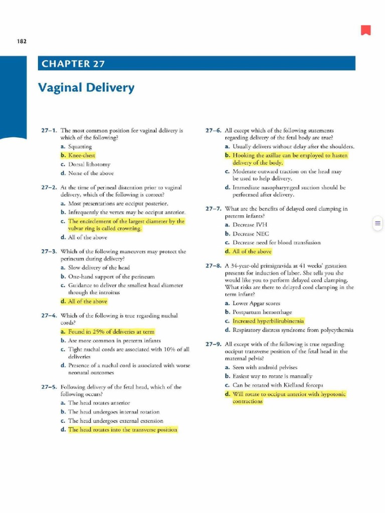 OB Mod 4 Review Questions | PDF | Childbirth | Caesarean Section