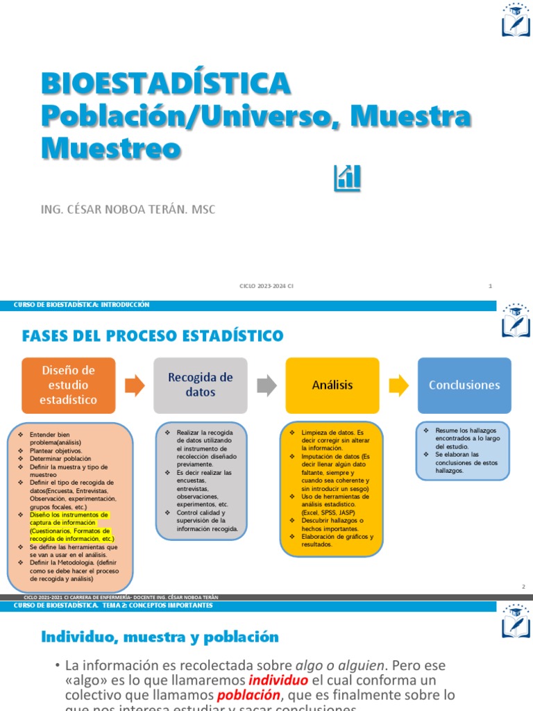 Bioestadística-Universo, Muestra Población | PDF | Muestreo (Estadísticas) | Estadísticas