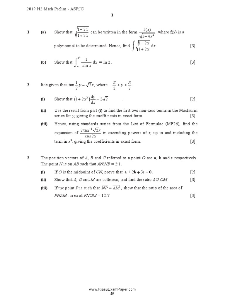 A Level H2 Math Anderson Serangoon JC2 Prelim 2019 | PDF | Greenhouse ...