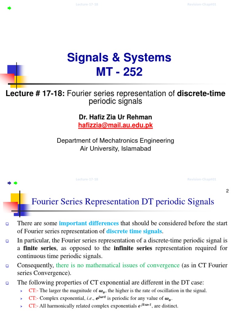 Lecture-17-18 Discrete Time Fourier Series | Download Free PDF ... Lecture-17-18 Discrete Time Fourier Series | Download Free PDF ...