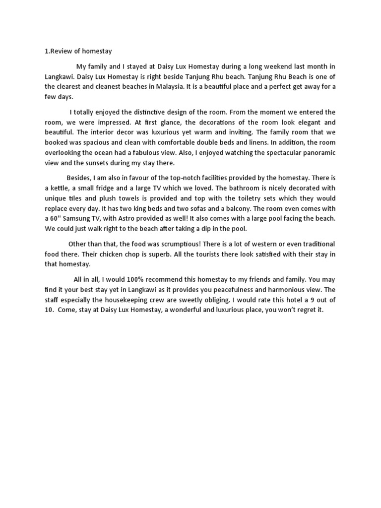 Review of Homestay | PDF