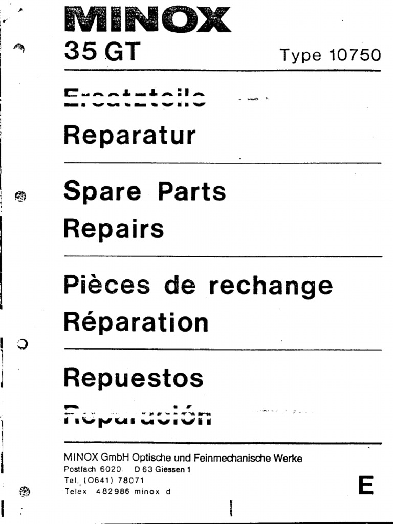 Minox 35GT Repair Manual | PDF