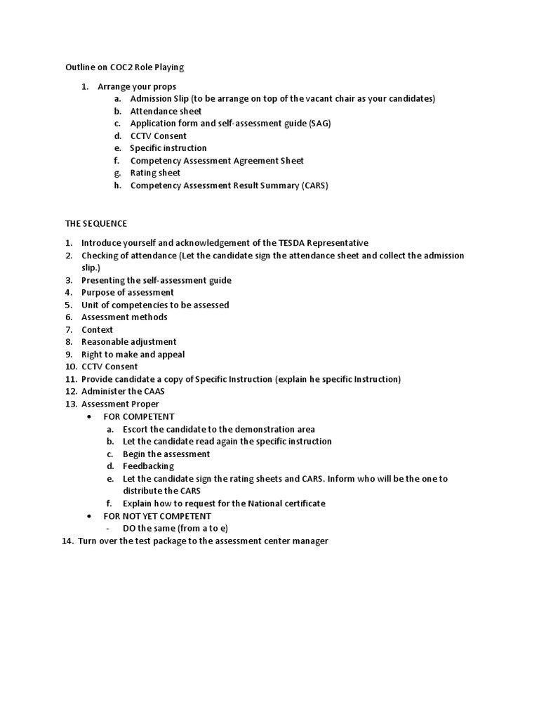 TESDA Competency Assessment Guide | PDF