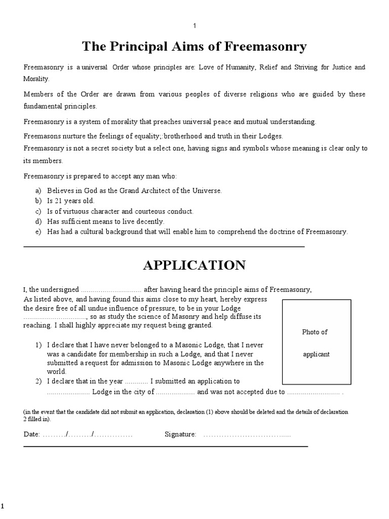 Application Form in English For Prospects | PDF | Freemasonry