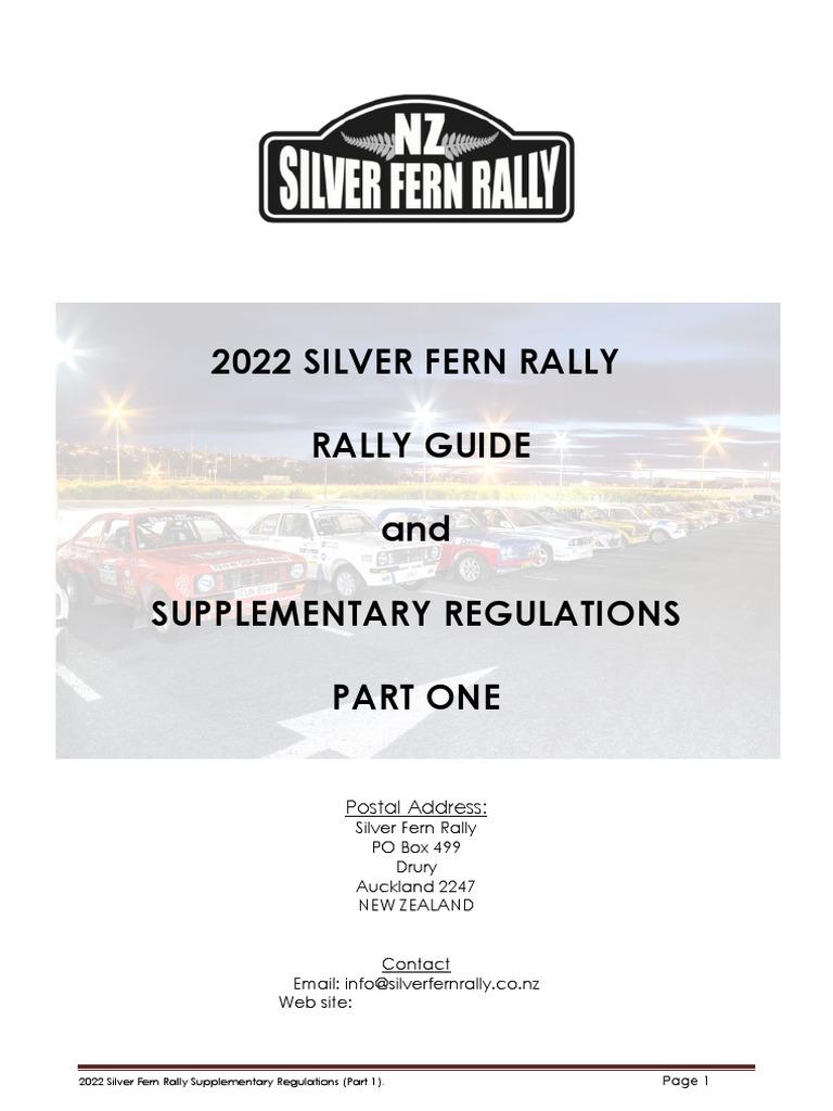 2022 Silver Fern Rally Rally Guide Supplementary Regulations Part 1 V1 ...