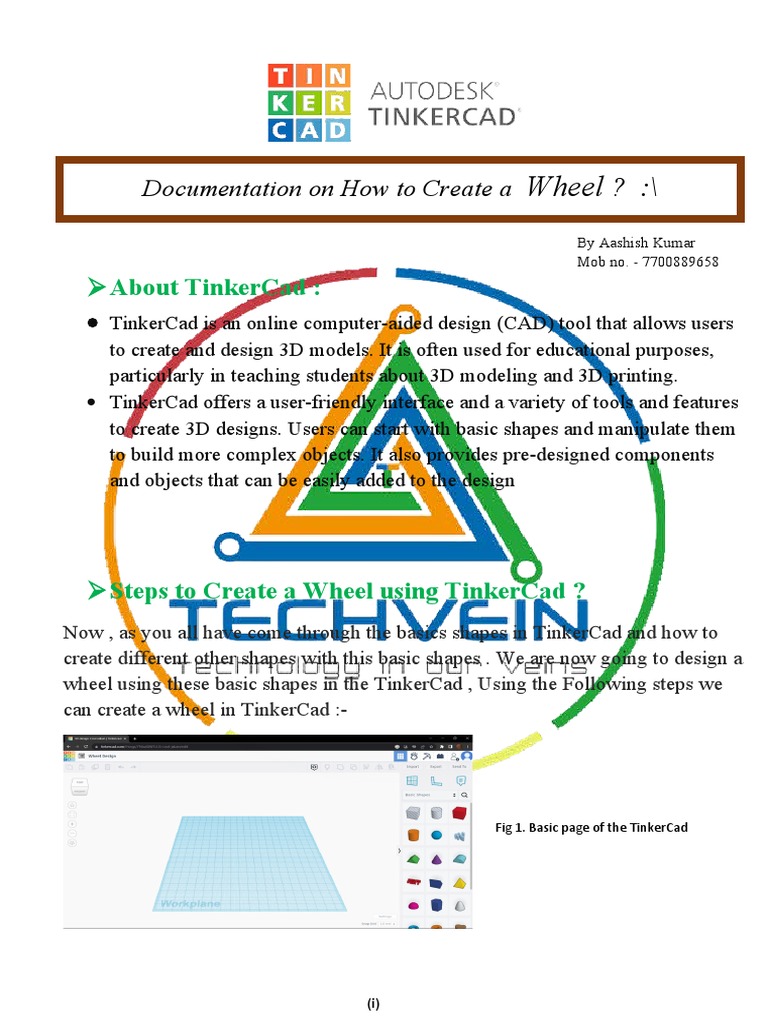 How To Create A Wheel Using Basic Shapes in TinkerCad | PDF | 3 D ...