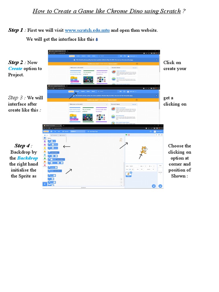 How To Create A Game Like Chrome Dino Using Scratch | PDF | Computing ...