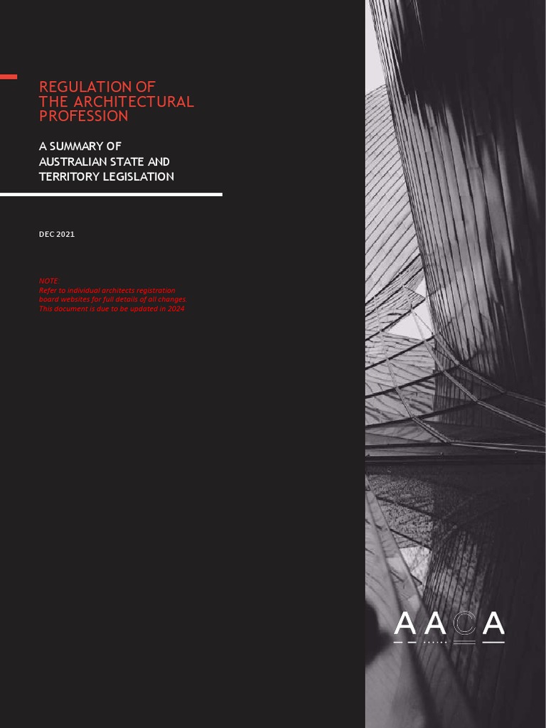 AACA Regulation of The Architect Profession (Dec 2021) | PDF | Architect | Partnership