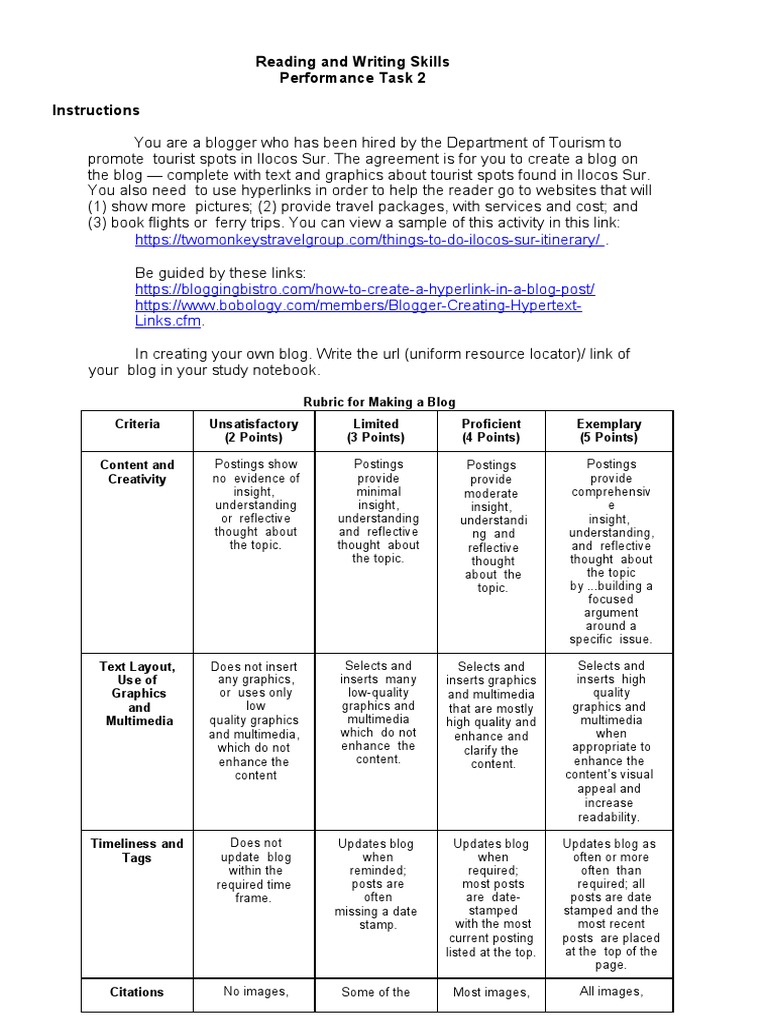 PT 2 Reading and Writing Skills | PDF | Blog | Graphics