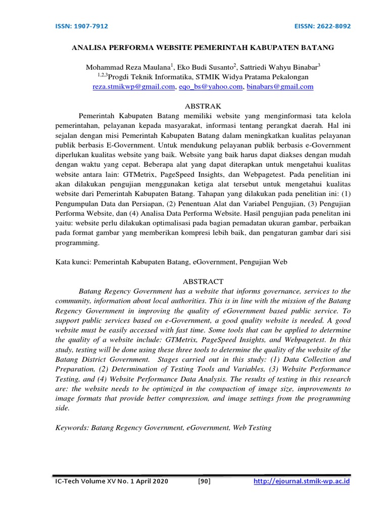 Analisis Performa Website Pemkab Batang | PDF | Teknologi & Rekayasa