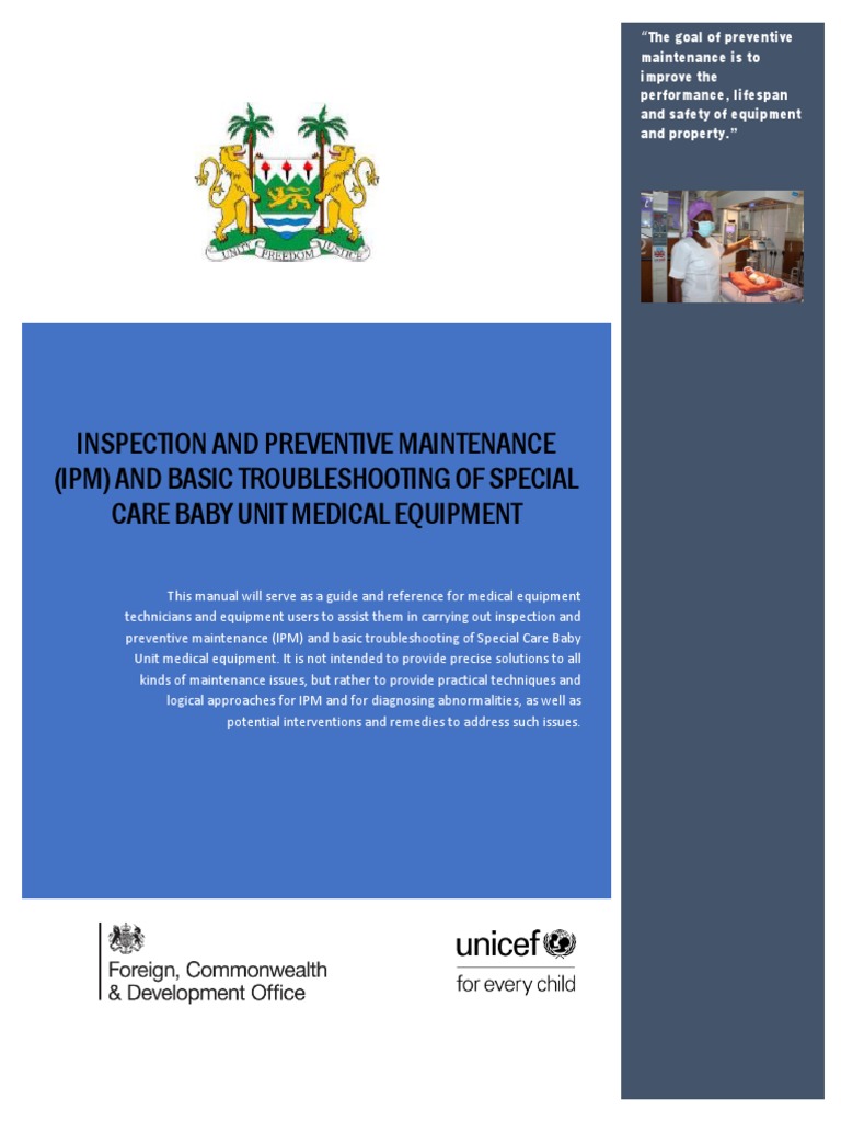 Inspection and Preventive Maintenance of SCBU Medical Equipment | PDF ...