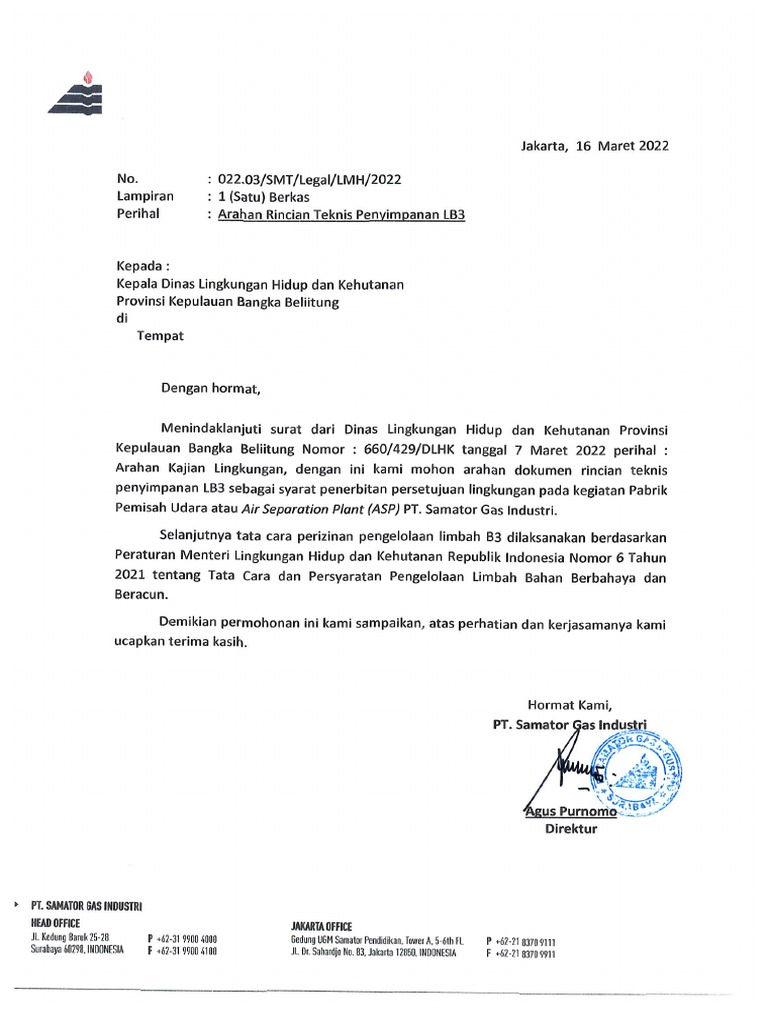 Scan Permohonan Pertek LB3 | PDF