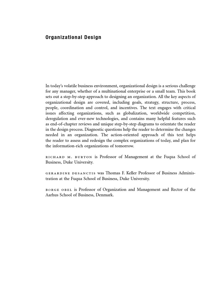 Organizational Design - A Step-by-Step Approach | PDF | Top Down And ...