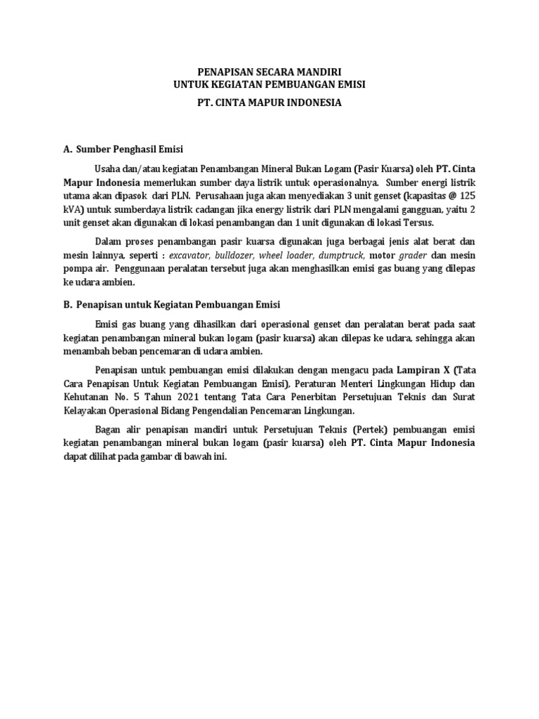 Penapisan Pembuangan Emisi PT. CMI Rev | PDF
