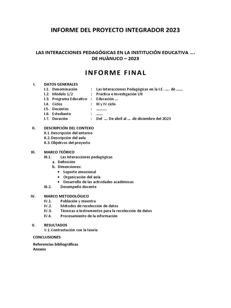 1 - Informe Del Proyecto Integrador 2023 | PDF