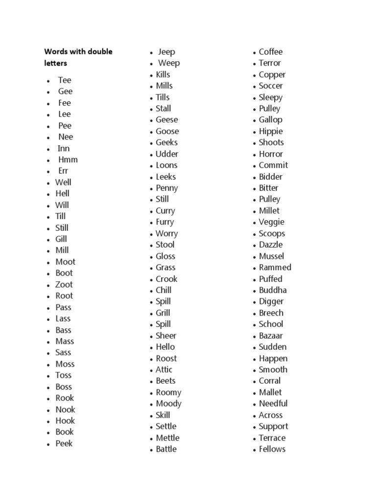 Words With Double Letters | PDF