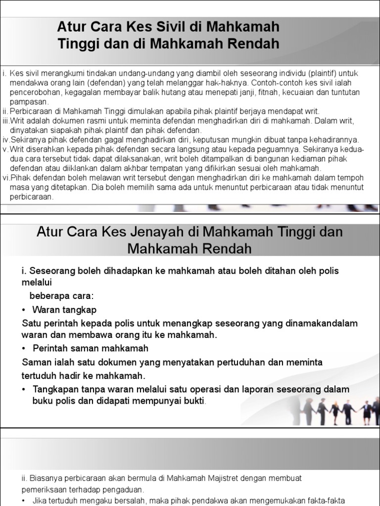 Atur Cara Kes Sivil Di Mahkamah Tinggi Dan Di Mahkamah Rendah | PDF