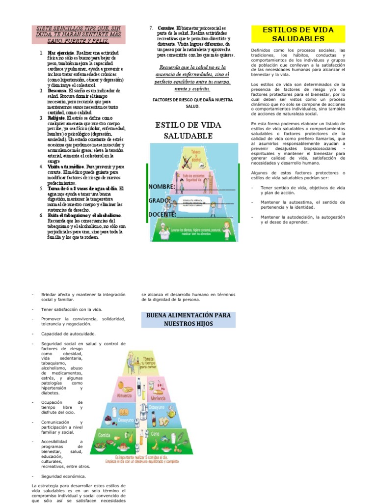 Triptico de Vida Saludable 2 | PDF | Sicología | Especialidades Medicas Triptico de Vida Saludable 2 | PDF | Sicología | Especialidades Medicas